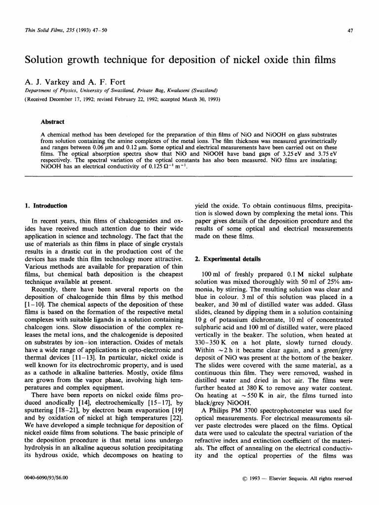 Var Key 1993 | PDF | Thin Film | Hydroxide