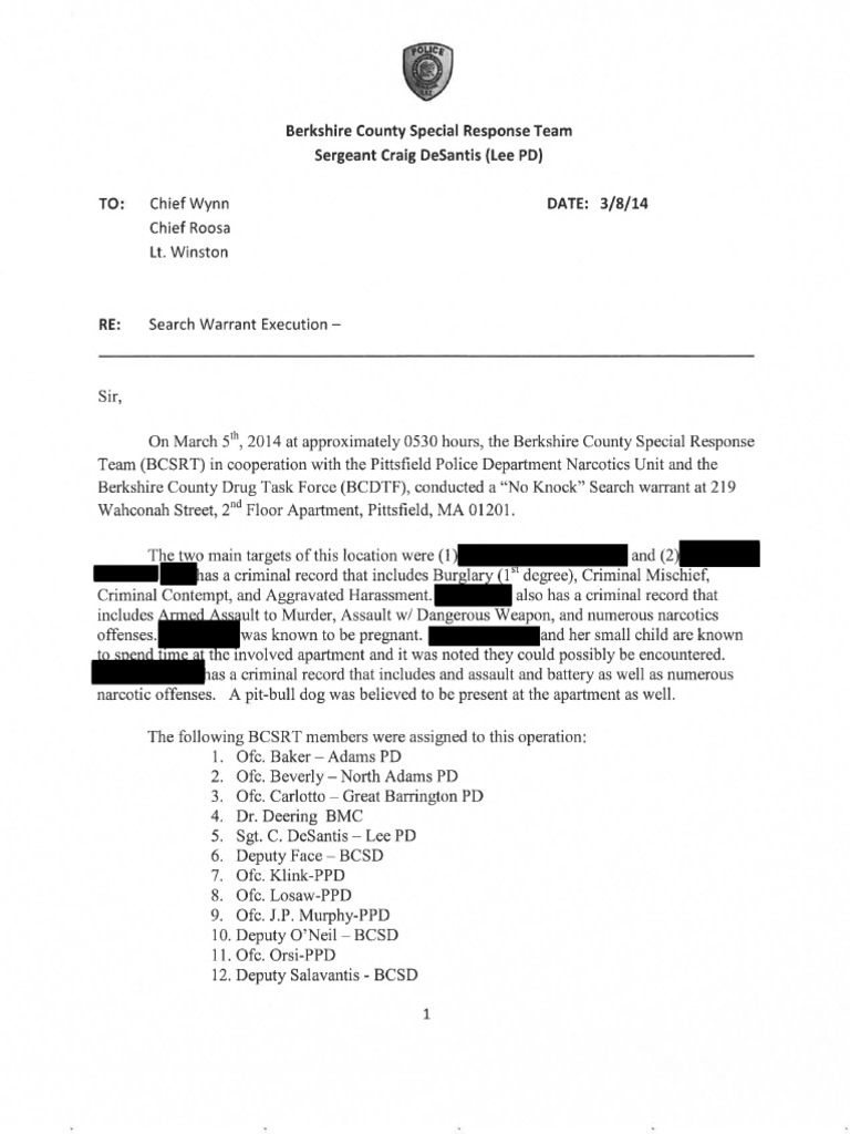Berkshire County SRT Deployment Documents | PDF