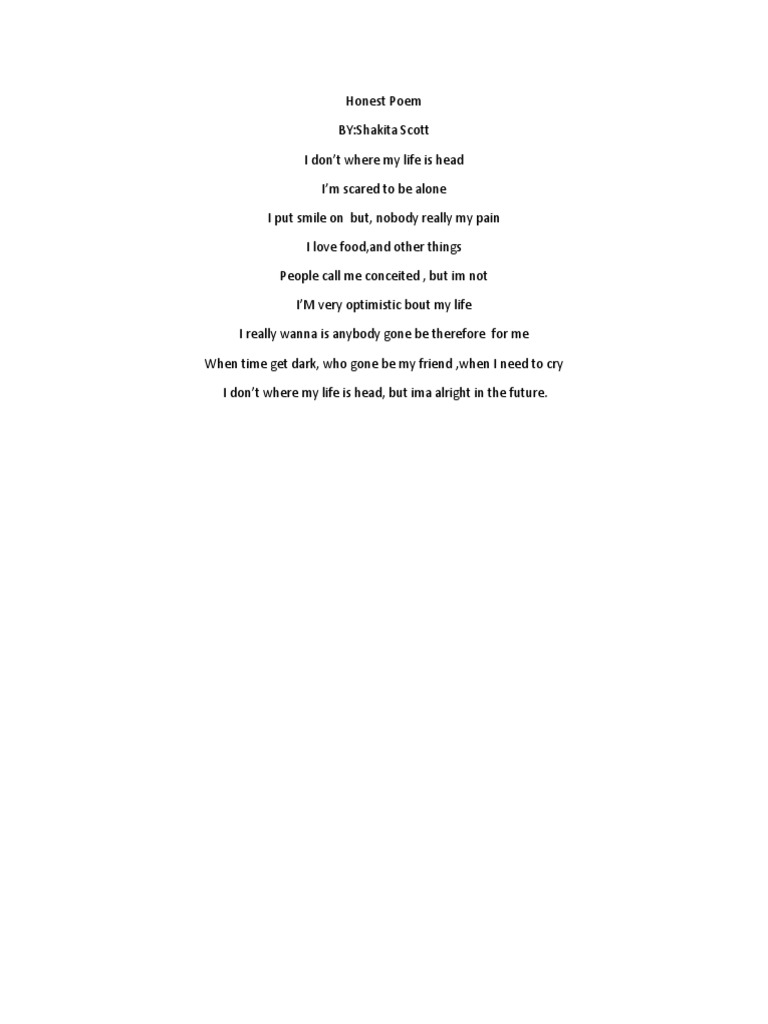 Honest Poem | PDF | Poetry | Lifestyle