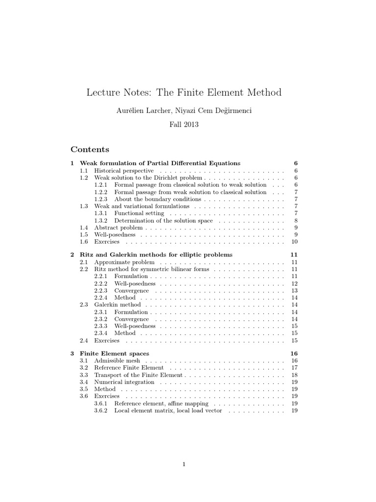 Lecture Notes: The Finite Element Method: Aurélien Larcher, Niyazi Cem ...