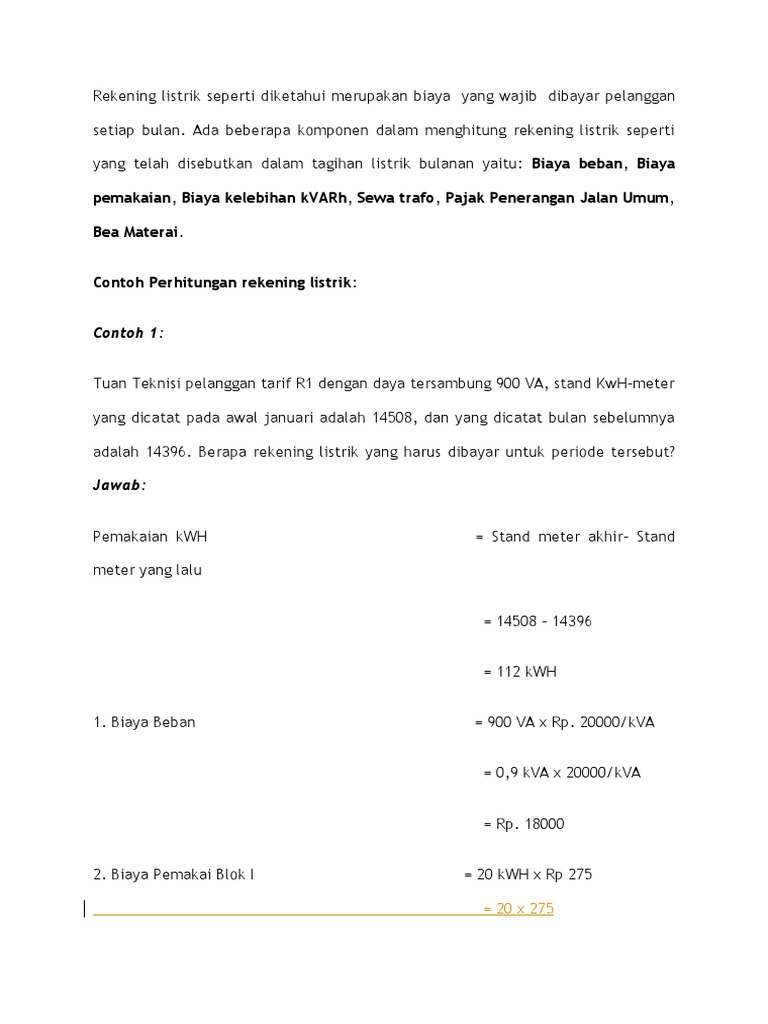 Cara Menghitung Rekening Listrik Industri | PDF