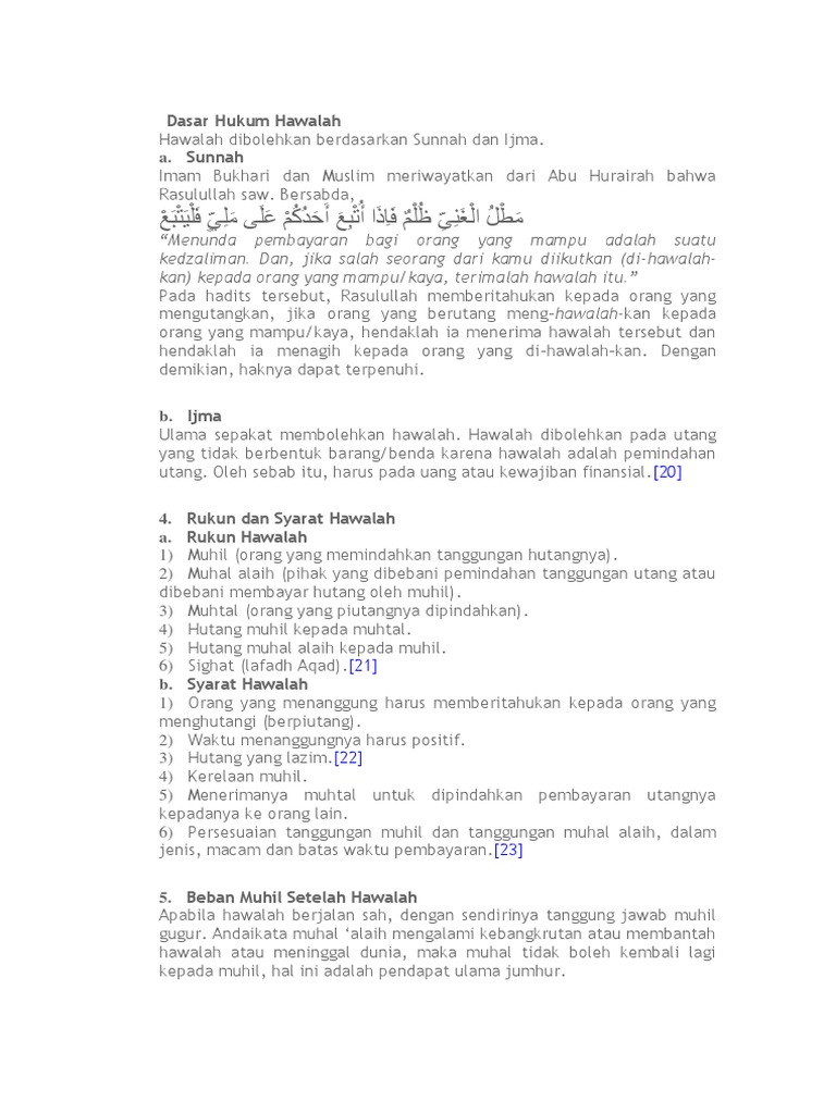 Dasar Hukum Hawalah | PDF