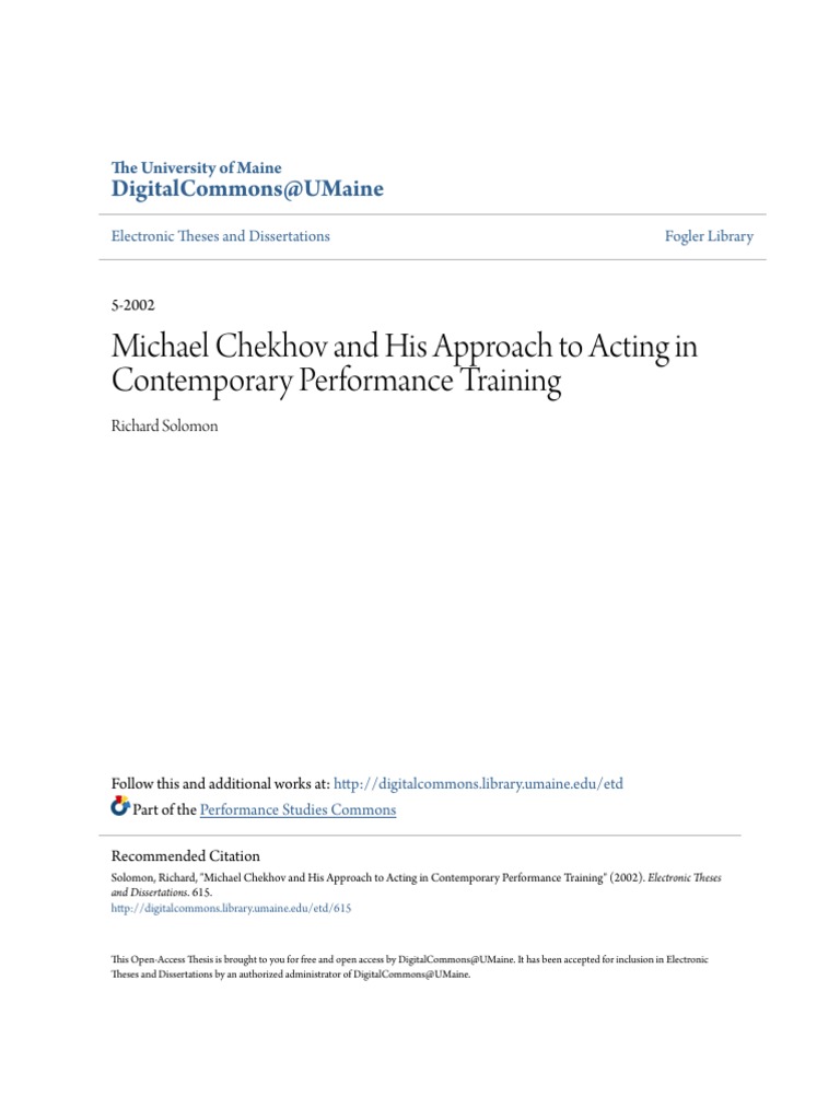 Michael Chekhov and His Approach To Acting in Contemporary Perfor | PDF ...
