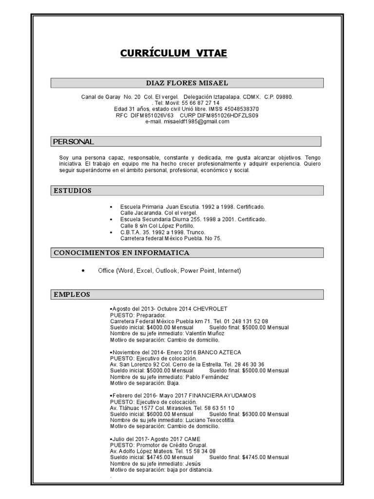 Curriculum Betty | PDF | Ciudad de México | Business