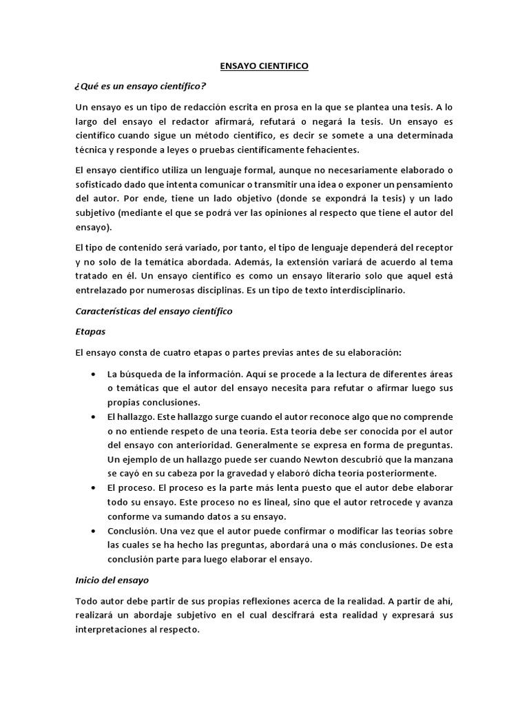 Ensayo Cientifico | Ensayos | Autor