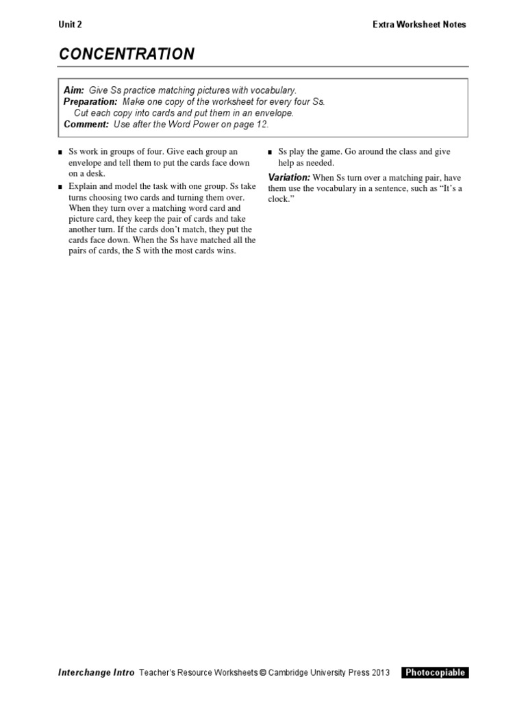 Interchange4thEd IntroLevel Unit02 Extra Worksheet PDF | PDF | Home ...