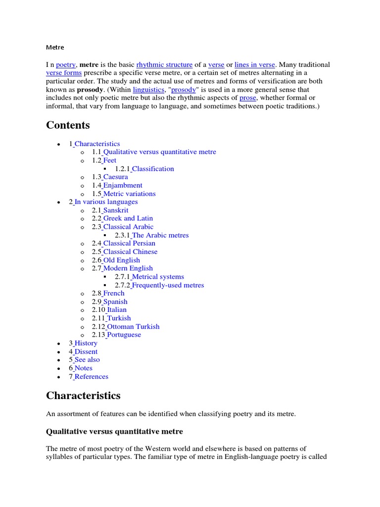 Metre: Qualitative Versus Quantitative Metre | Download Free PDF ...