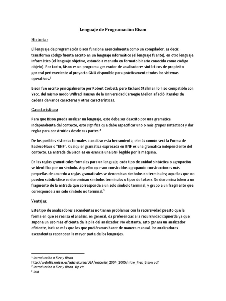 Lenguaje de Programación Bison | PDF | Lenguaje de programación | Programación de computadoras
