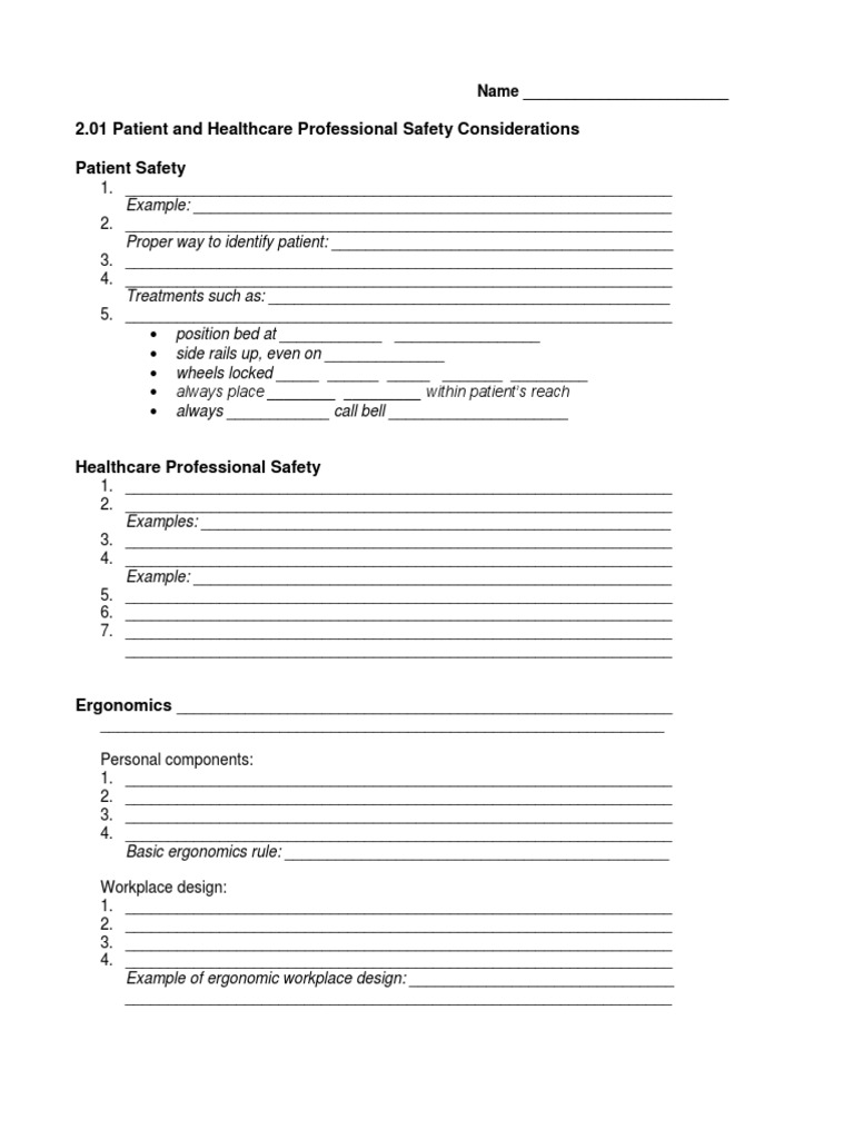 HS II 2.01 PT and HCP Safety Considerations Assignment | PDF | Knee ...