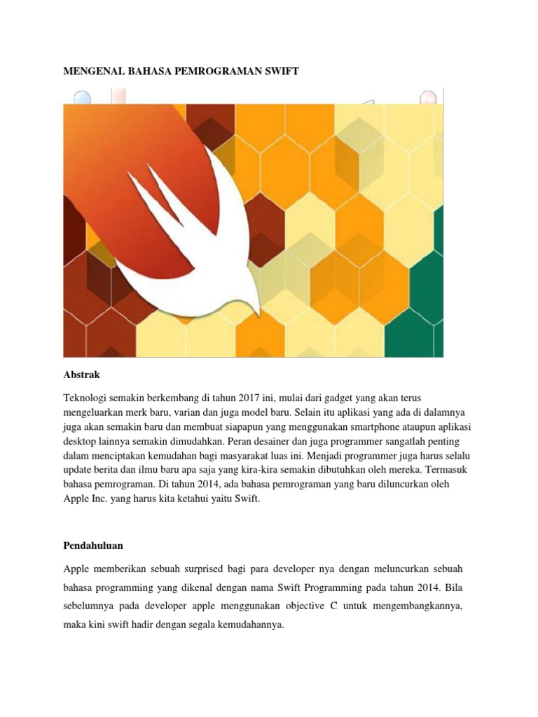 Mengenal Bahasa Pemrograman Swift | PDF