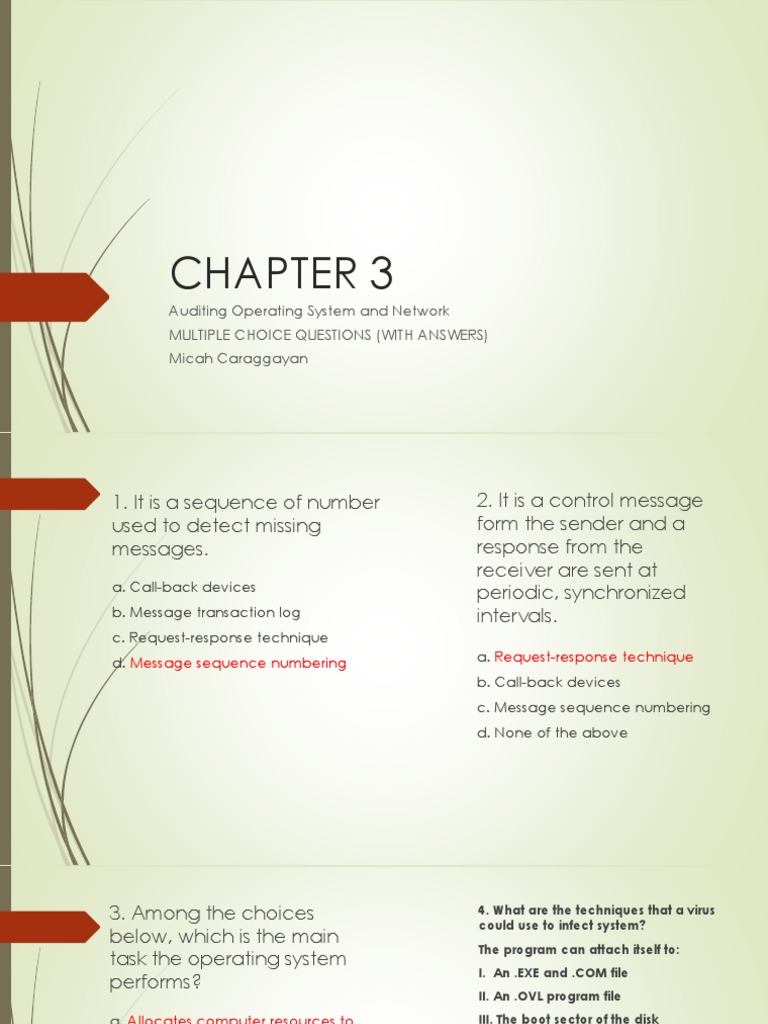 Auditing Operating System and Network Multiple Choice Questions (With ...
