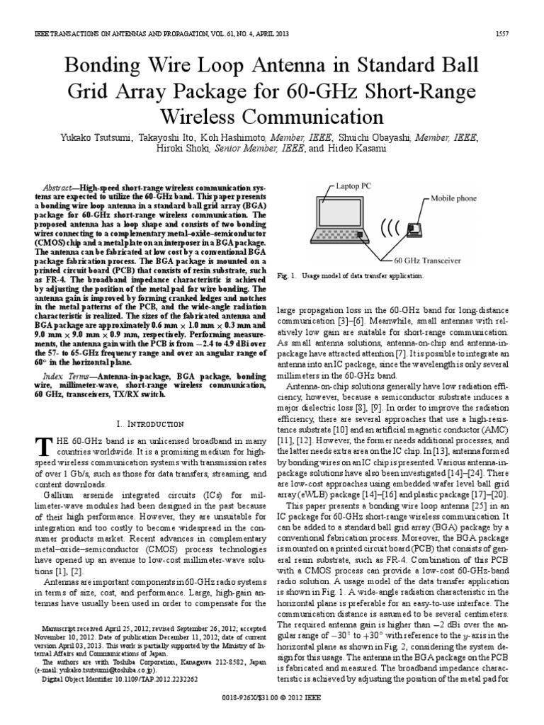 Bonding Wire Loop Antenna in Standard Ball Grid Array Package For 60 ...