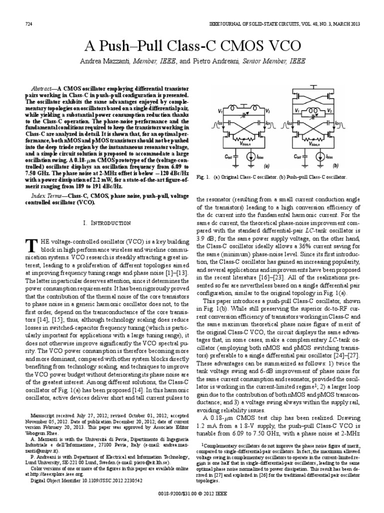 A Push-Pull Class-C CMOS VCO: Andrea Mazzanti, Member, IEEE, and Pietro ...