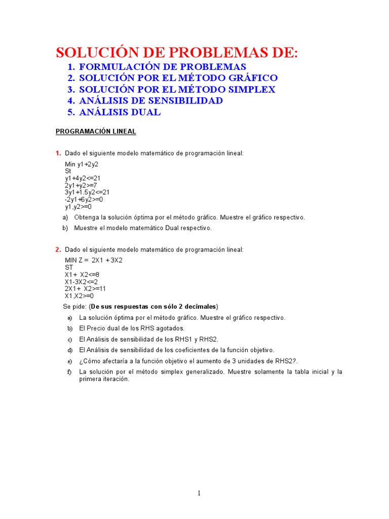 Ejercicios Resueltos 1 | PDF | Programación lineal | Inventario