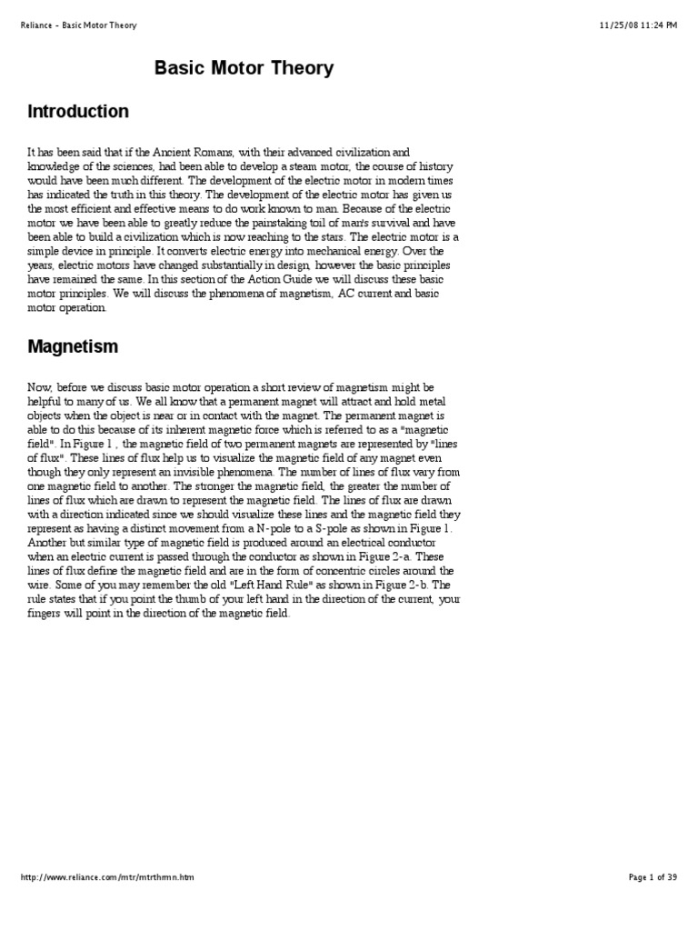 Basic Motor Theory" PDF | PDF | Electric Generator | Inductor