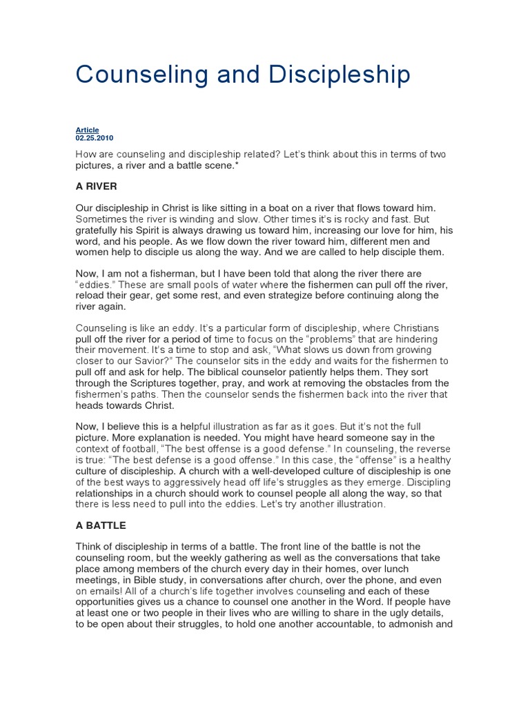 Counseling and Discipleship | PDF | Disciple (Christianity) | Wisdom