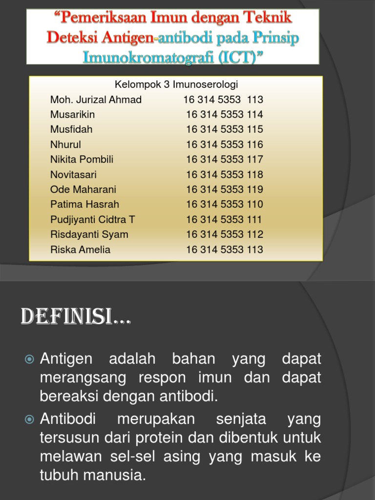 Pemeriksaan Imun Dengan Teknik Deteksi Antigen-Antibodi Pada Prinsip ...