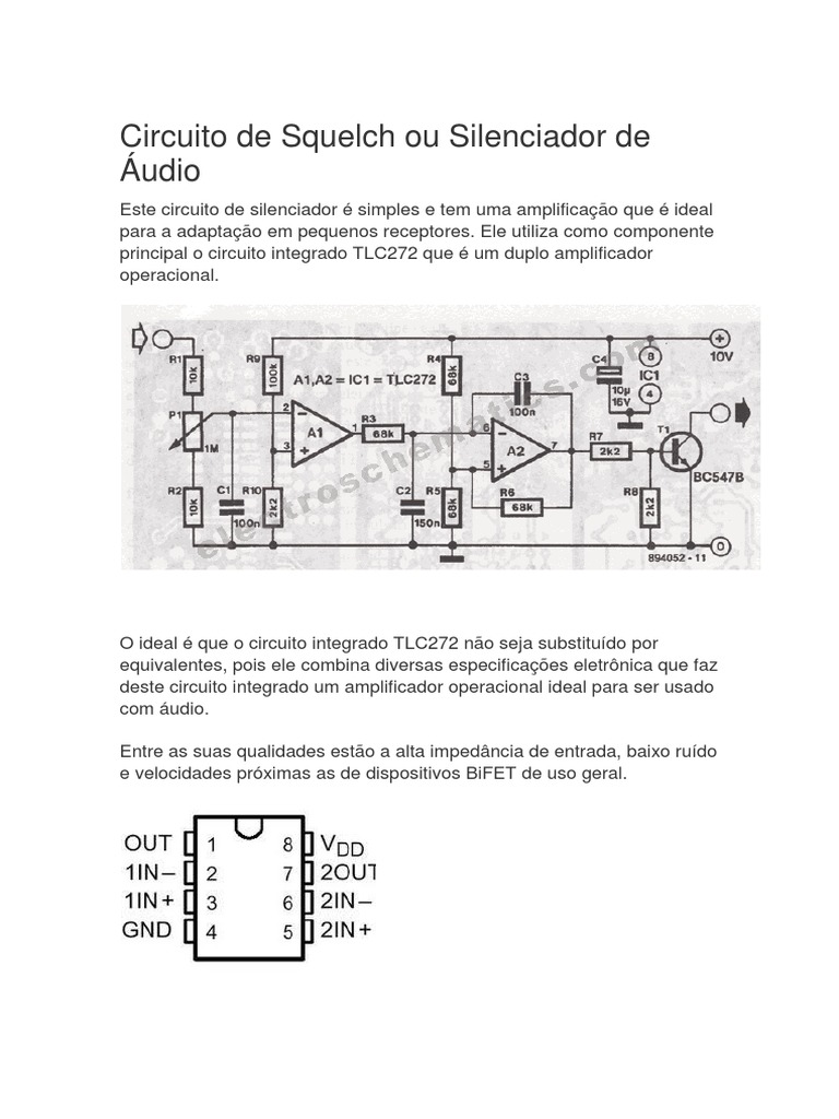 Circuito de Squelch Ou Silenciador de Áudio | Rede Elétrica ...