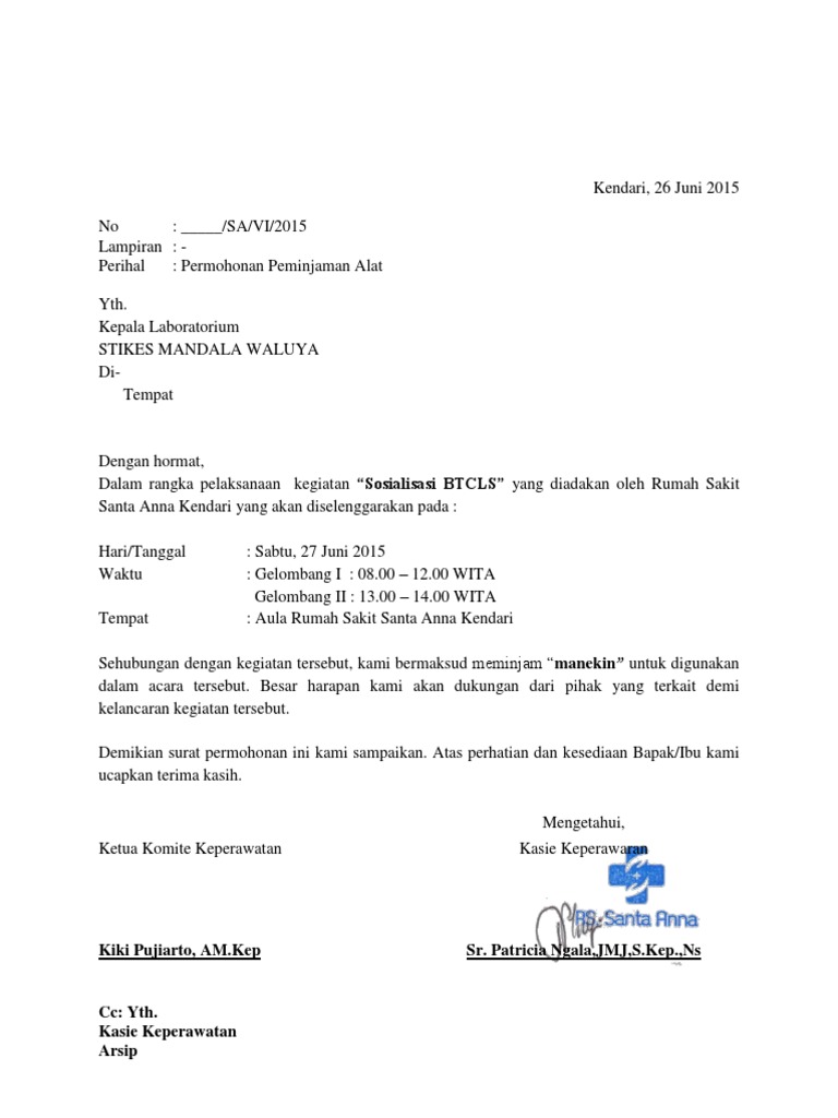 Surat Permohonan Peminjaman Alat | PDF