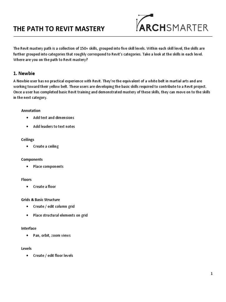 ArchSmarter - Path To Revit Mastery - V1 | PDF | Autodesk Revit | Computing