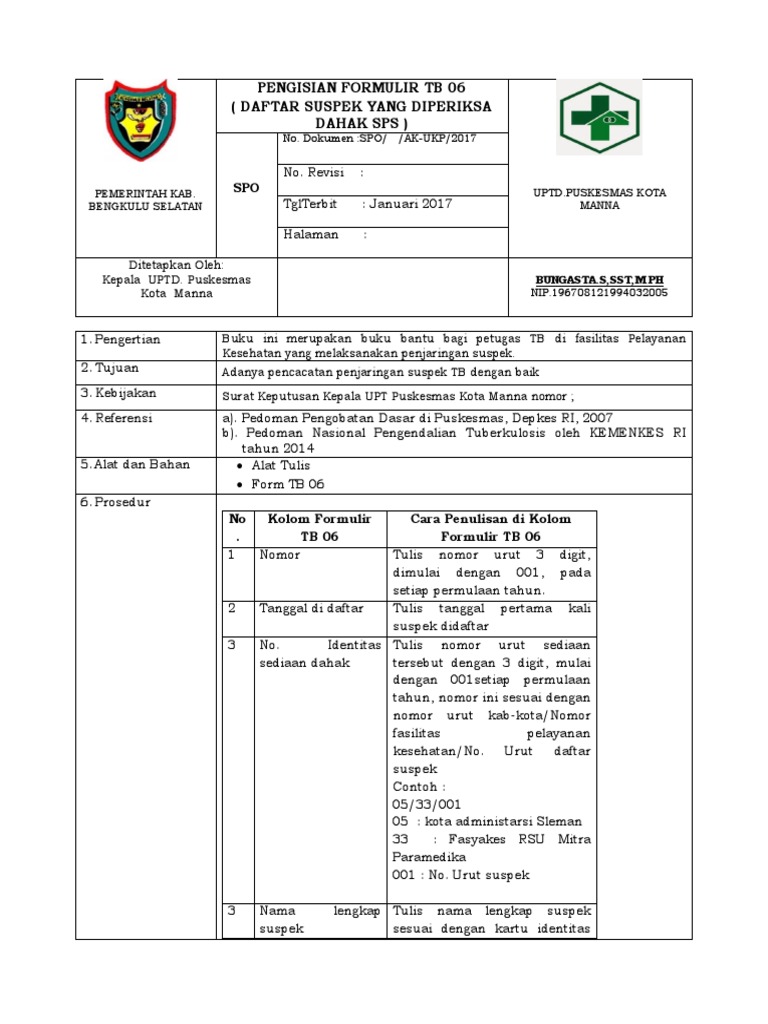 Panduan Pengisian Formulir TB 06 | PDF
