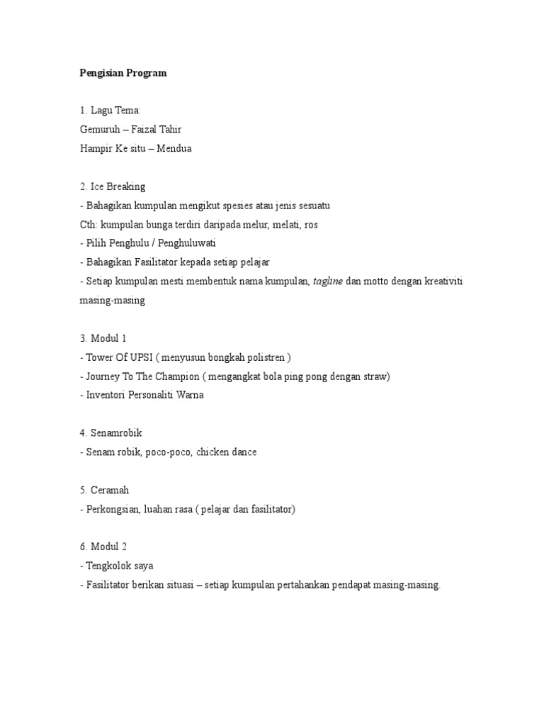 Pengisian Program | PDF