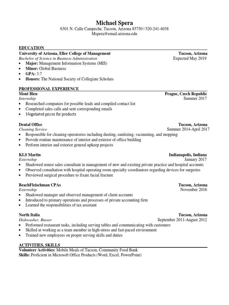 Resume Mike Spera Final | PDF | Business | Business (General)