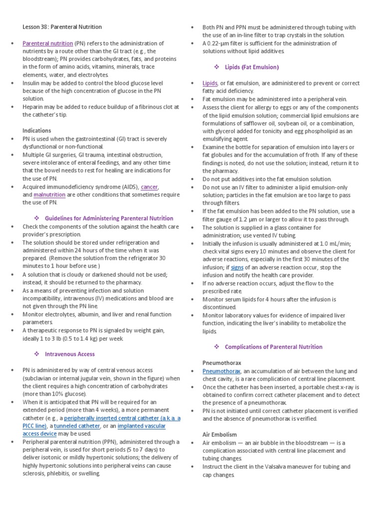 TPN Administration Guidelines for Nurses | PDF | Intravenous Therapy ...