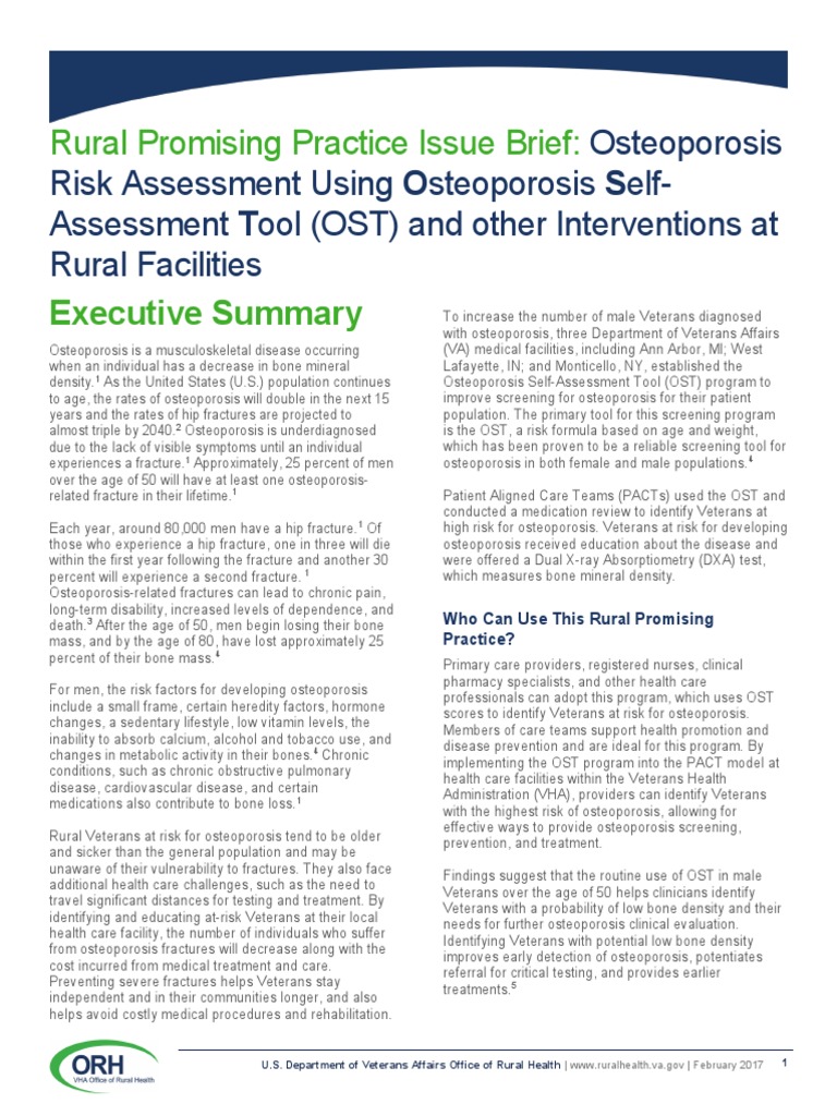 Osteoporosis Self-Tool (OST) and Other Interventions At: Rural ...