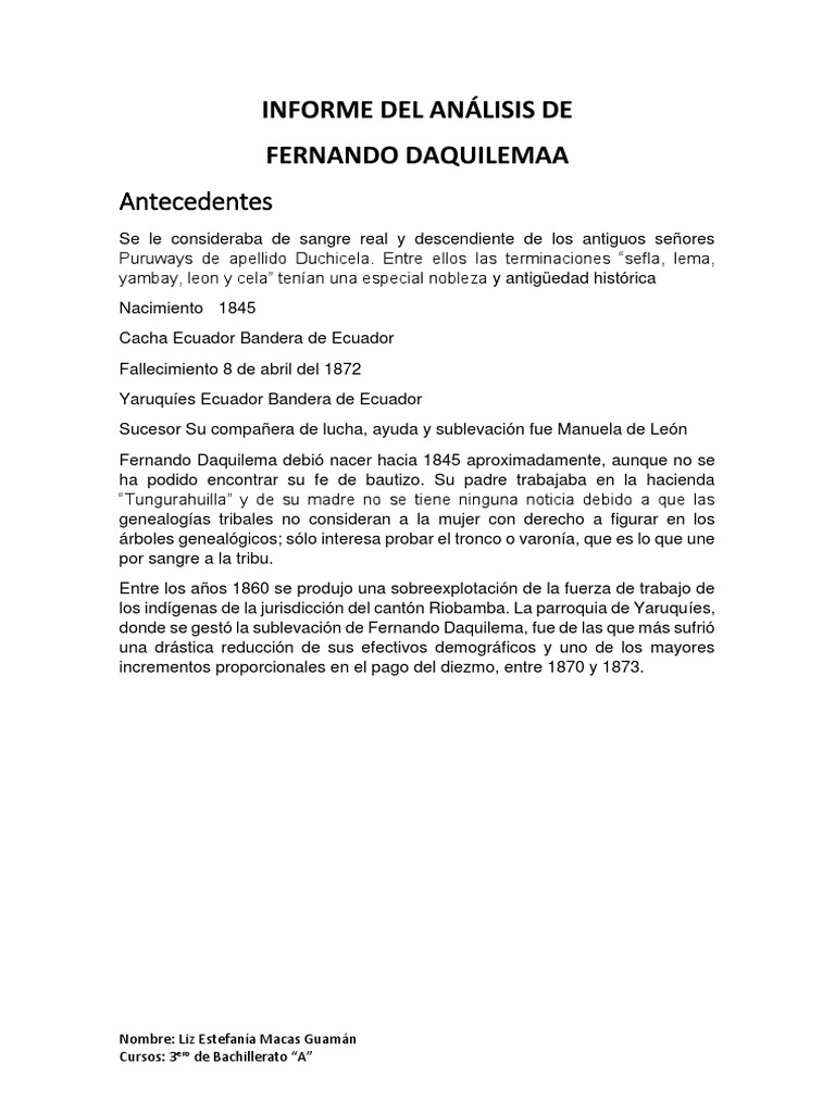 Analisis de Fernando Daquilema | PDF | Ecuador | Agitación
