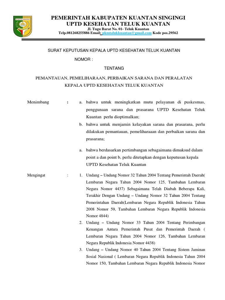 SK Pemantauan Pemeliharaan, Perbaikan Sarana Dan Peralatan | PDF