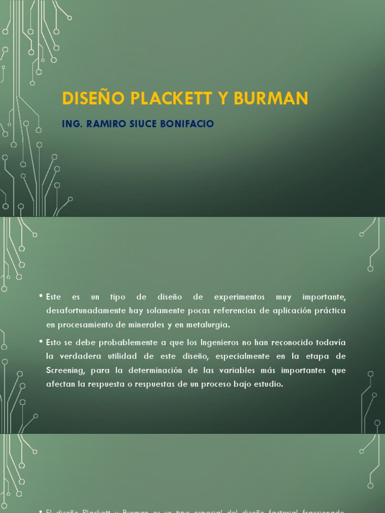Diseño Plackett y Burman | PDF | Cobre | Validez (Estadísticas)