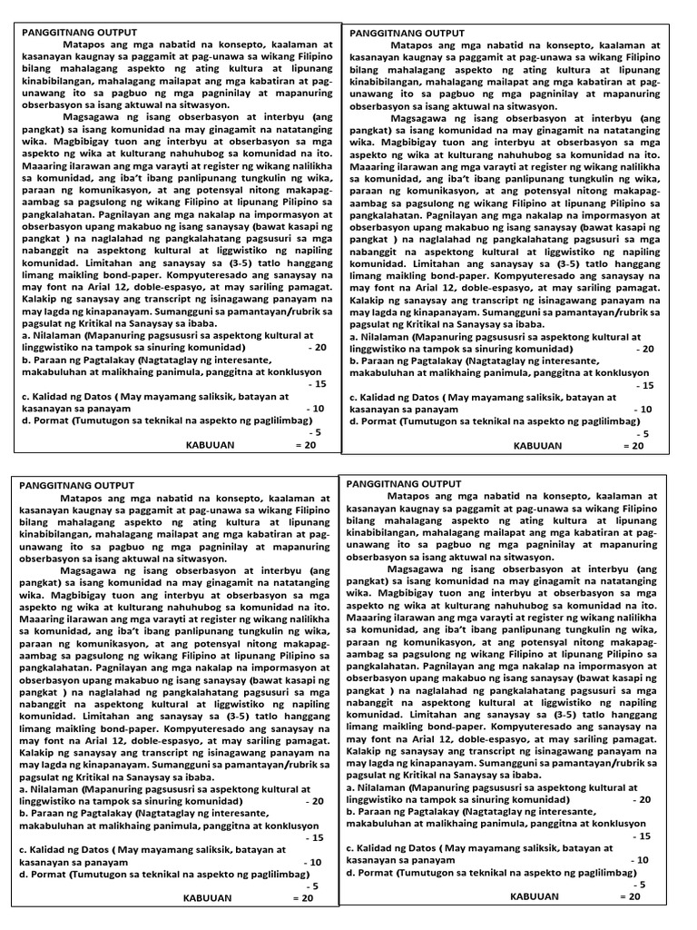 Panggitnang Output | PDF