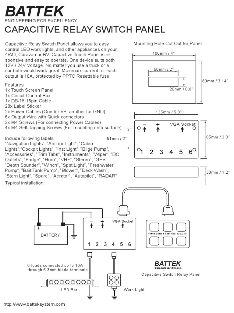 Capacitive Relay Switch Panel Specification | PDF