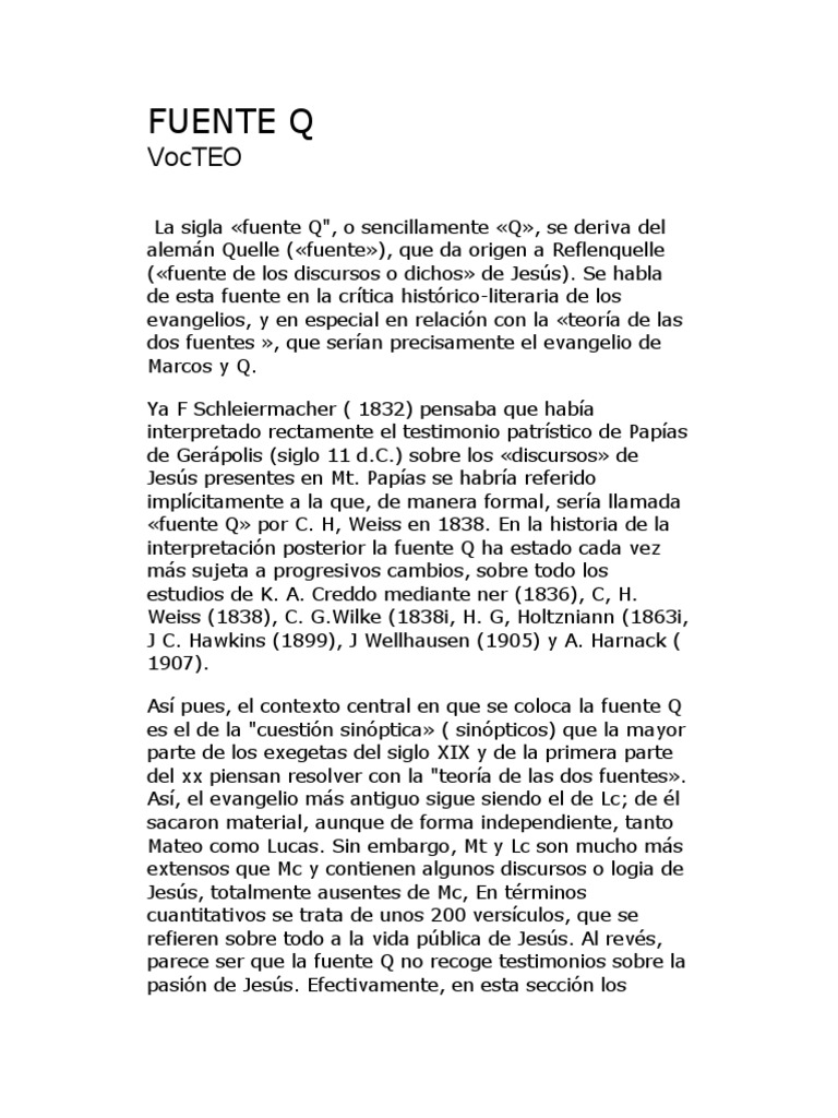 Fuente Q | PDF | Evangelios | Jesús