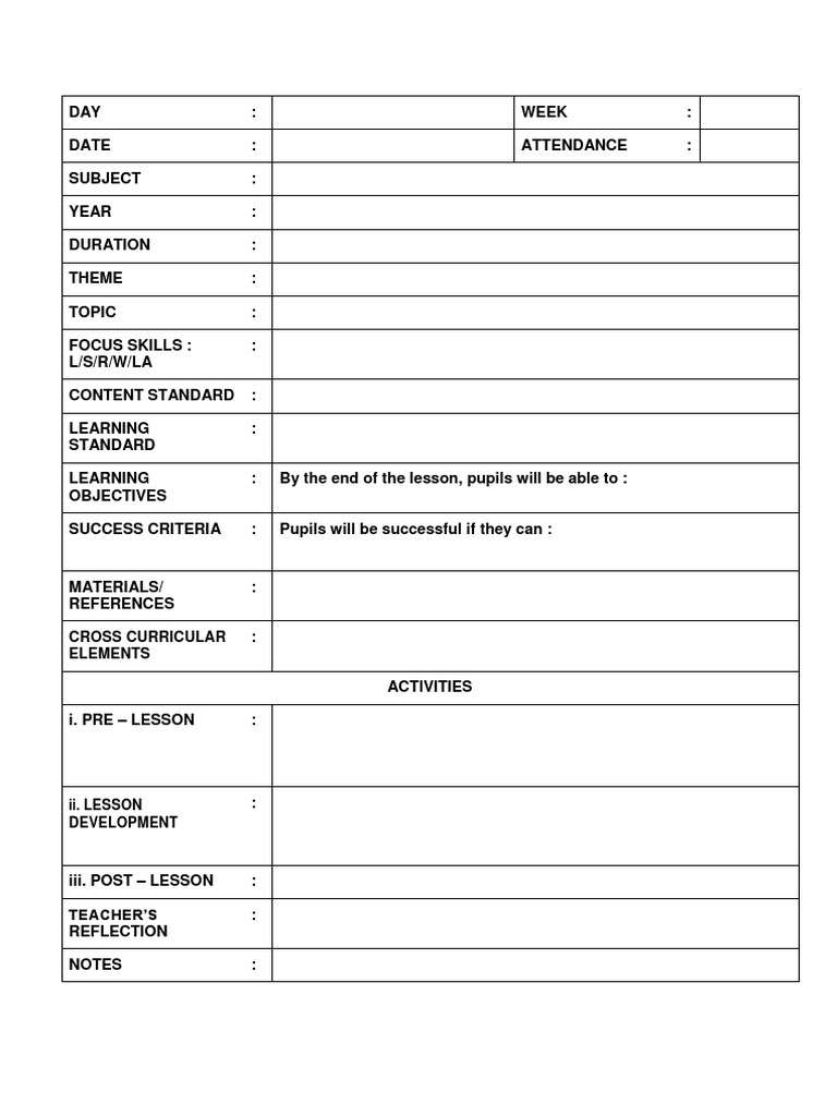 Lesson Plan Template Cefr | PDF