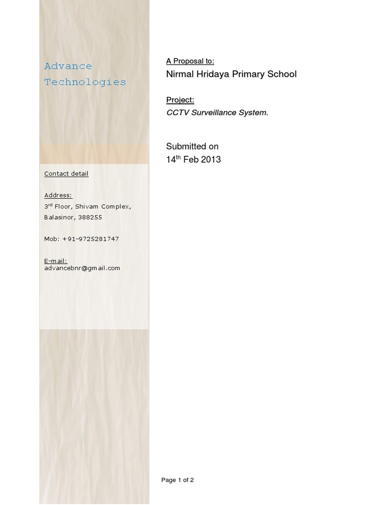 CCTV Installation Proposal for School | PDF