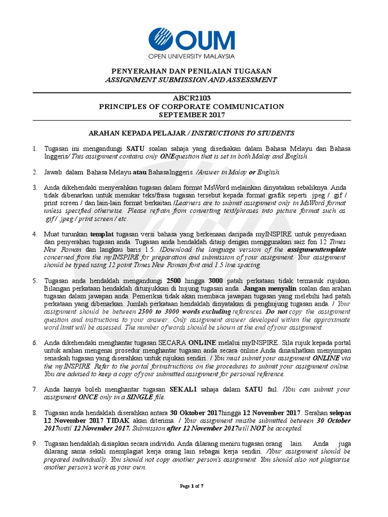 Penyerahan Dan Penilaian Tugasan: Assignment Submission and Assessment | PDF