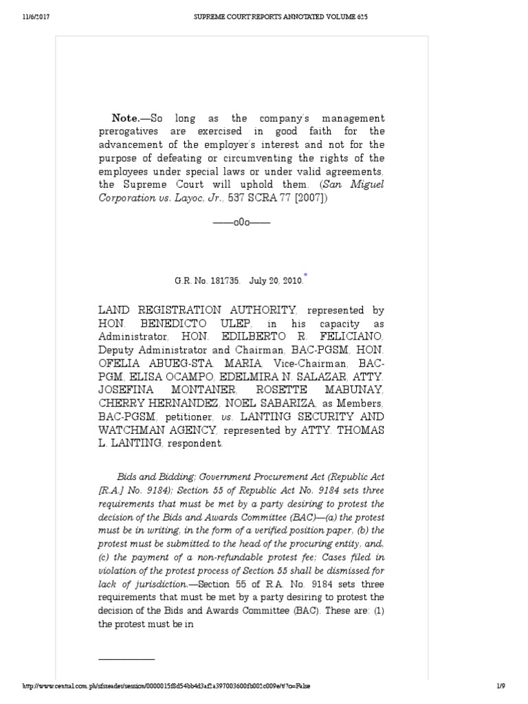 Land Registration Authority vs. Lanting Security and Watchman Agency ...