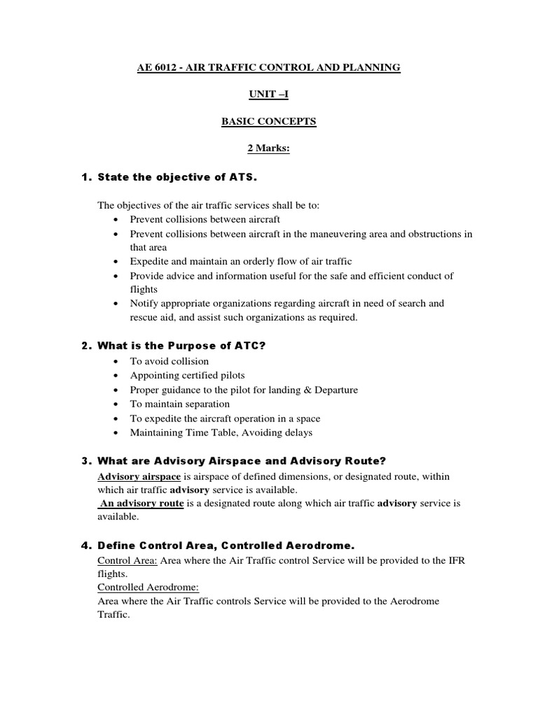 Air Traffic Control Objectives and Services | PDF | Instrument Flight ...