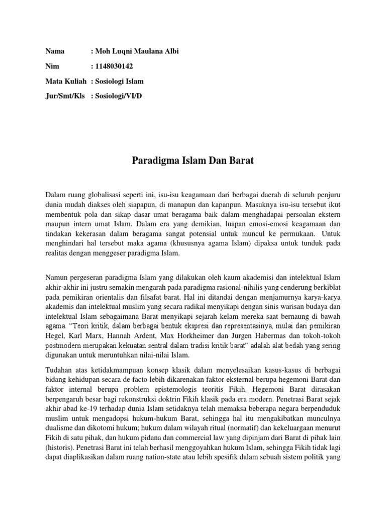 Paradigma Islam Dan Barat | PDF