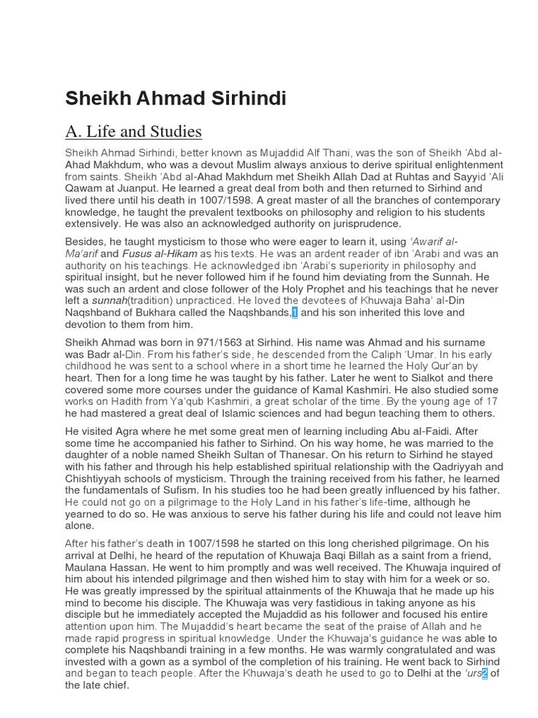 Sheikh Ahmad Sirhindi | PDF | Sufism | Revelation