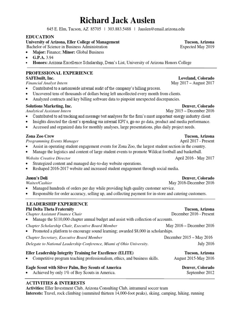Richard Jack Auslen Resume | PDF | Tucson | Boy Scouts Of America