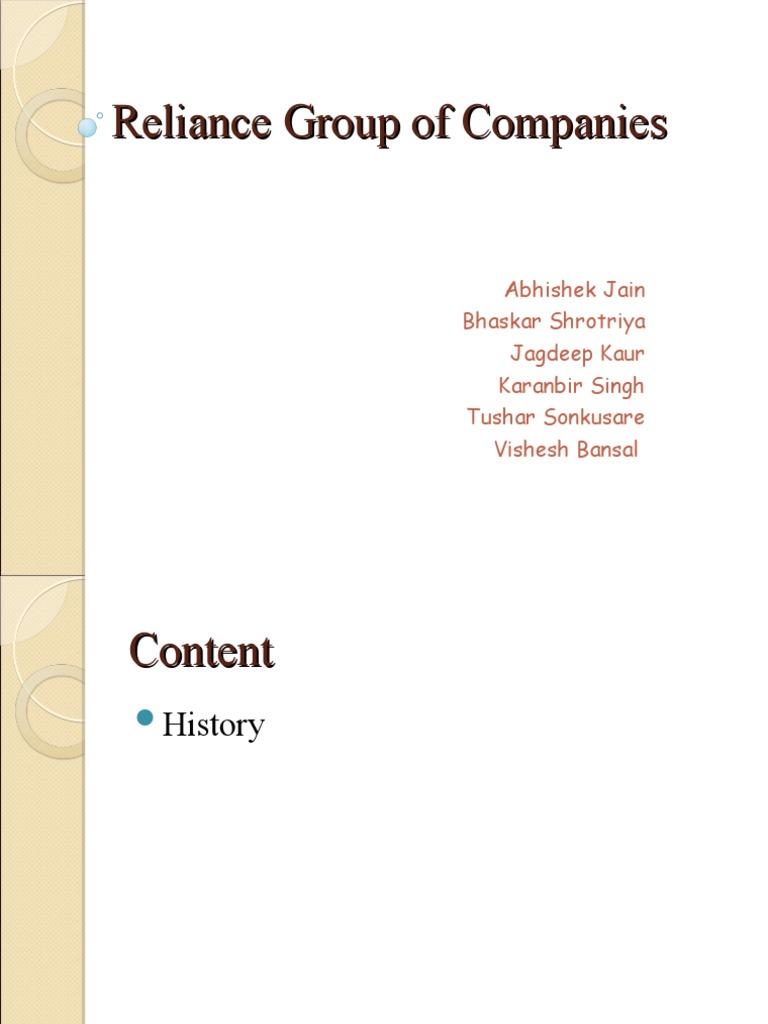 Reliance Group History & Analysis | PDF | Swot Analysis | Economies