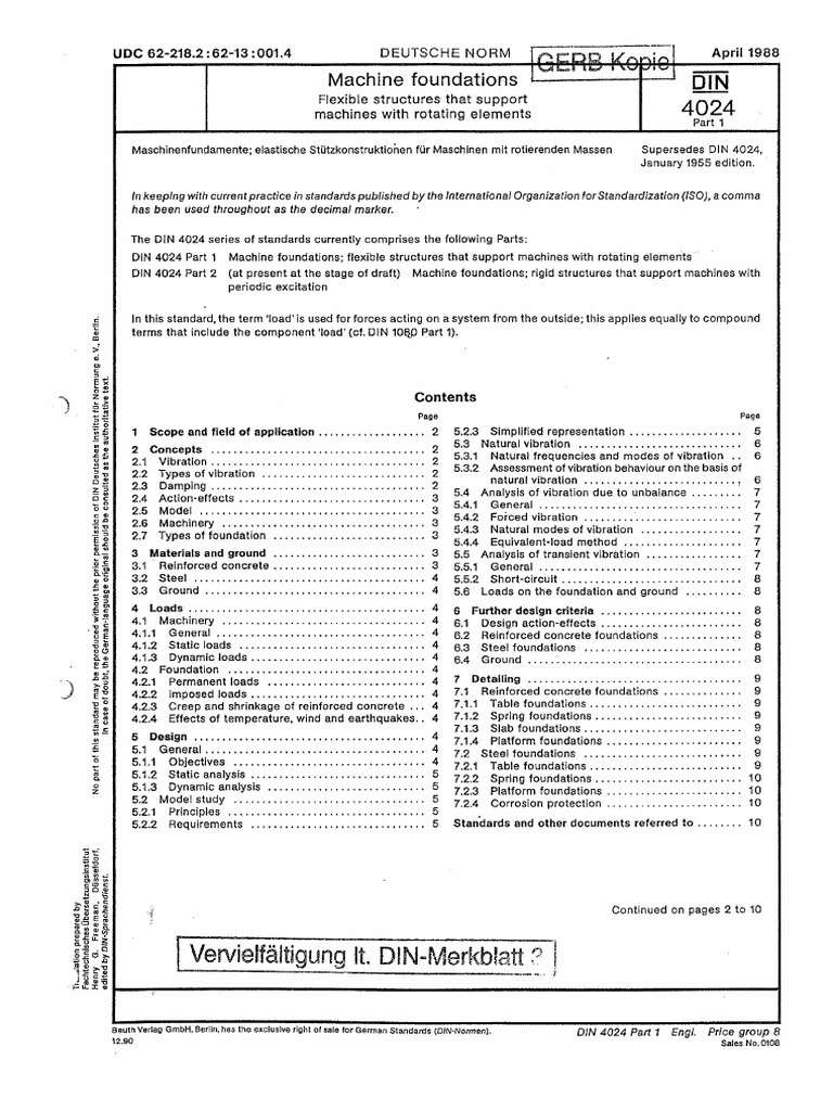 DIN 4024 1 1988 04 01 Machine Foundations Flexible | PDF | Normal Mode ...
