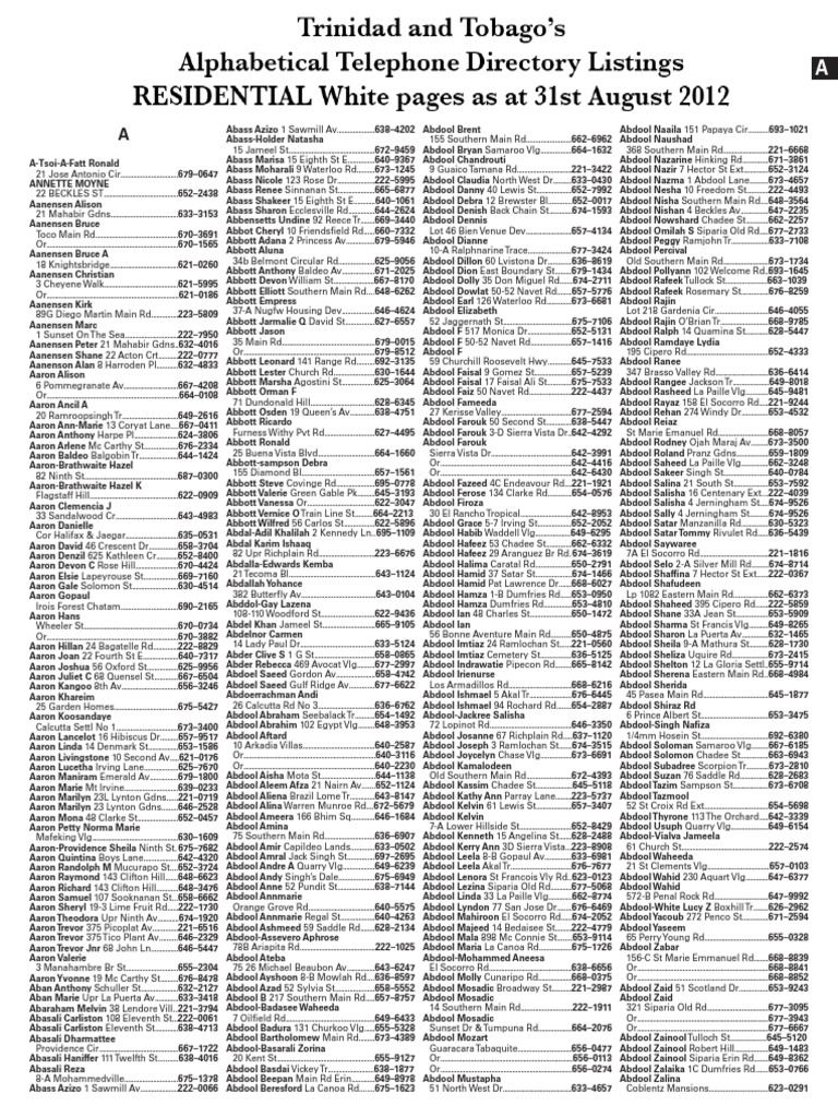 TSTT White Pages | PDF