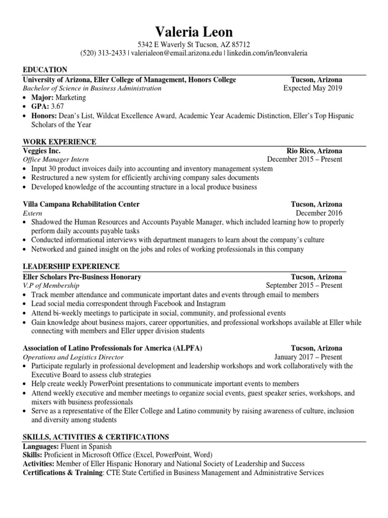 Valeria Leon - Resume | PDF | Accounts Payable | Business