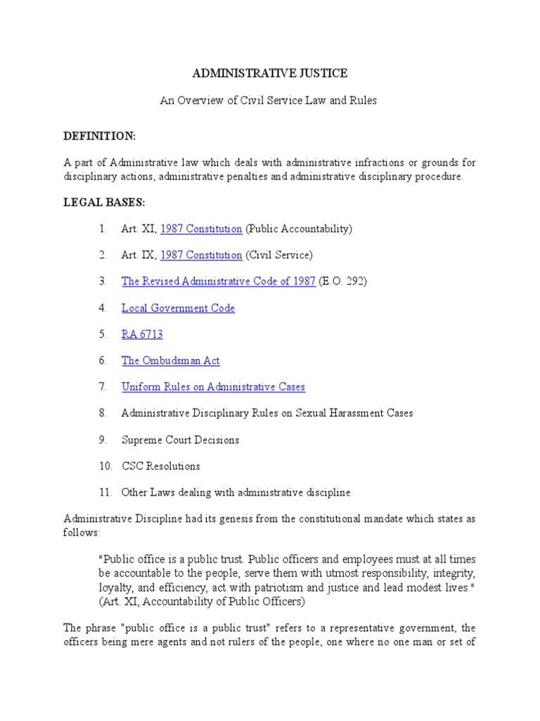 Administrative Justice An Overview of Civil Service Law and Rules | PDF ...