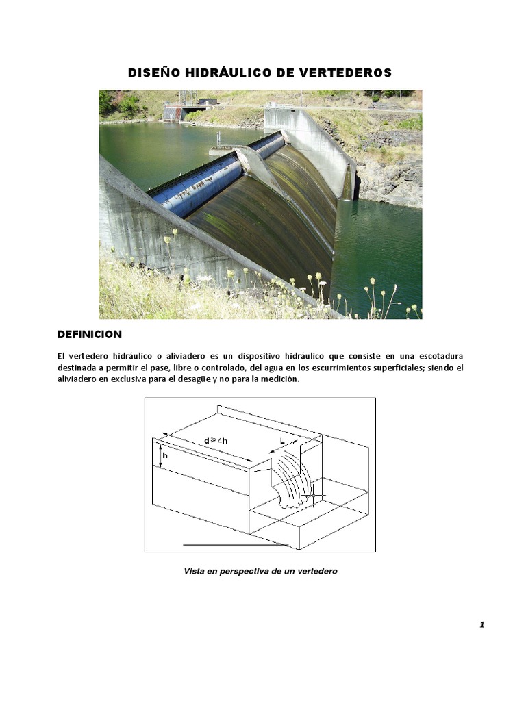 Diseño y Funciones de Vertederos Hidráulicos | PDF | Reservorio | Represa