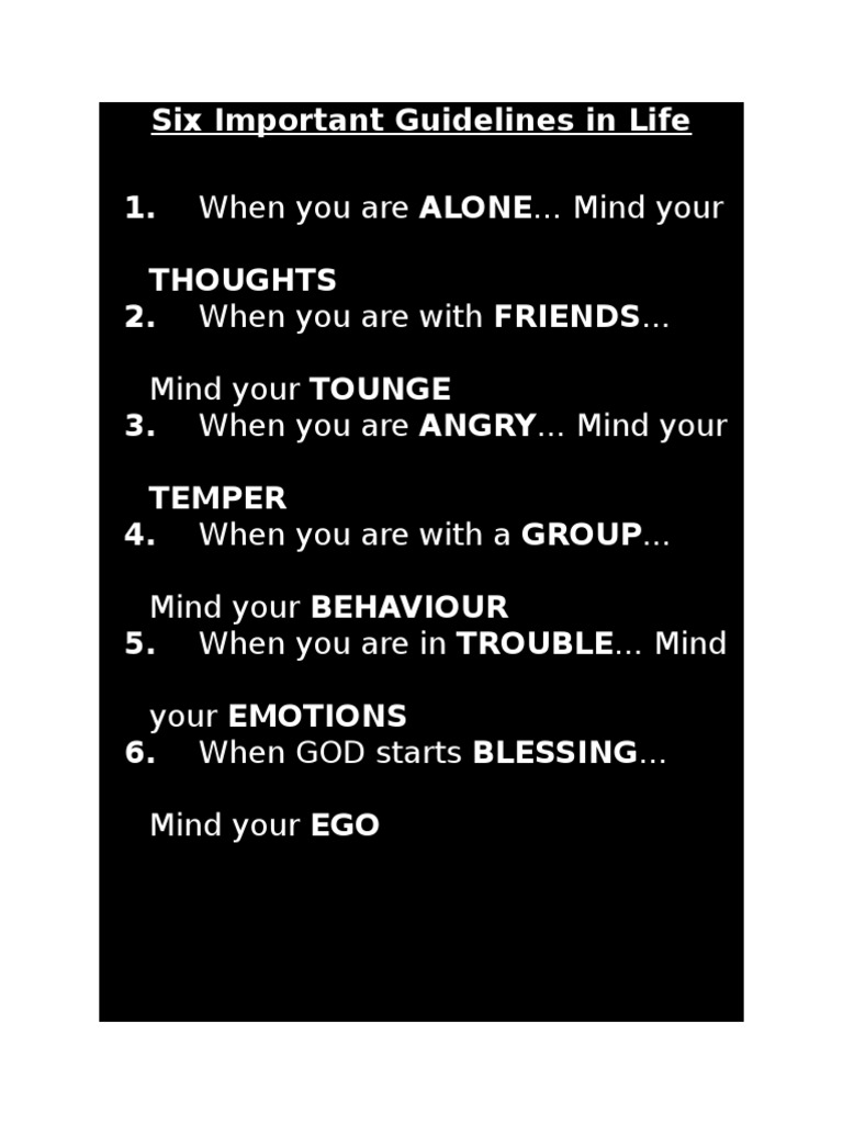 Six Life Guidelines to Follow | PDF | Psychological Concepts | Psychology